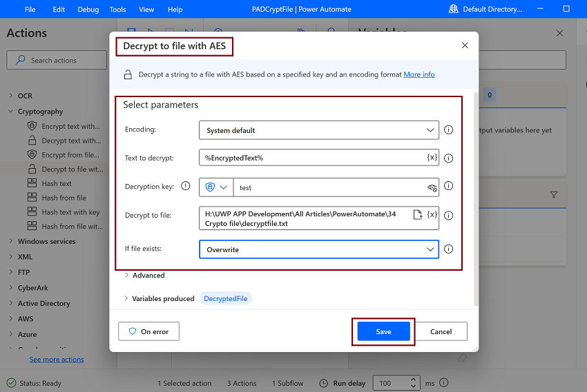 Cryptography Actions With File In Desktop Flow Using Microsoft Power 9753
